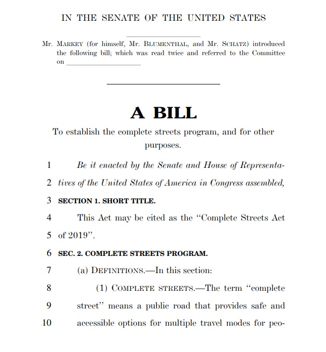 Federal “Complete Streets Act of 2019” Proposed – Better Burque
