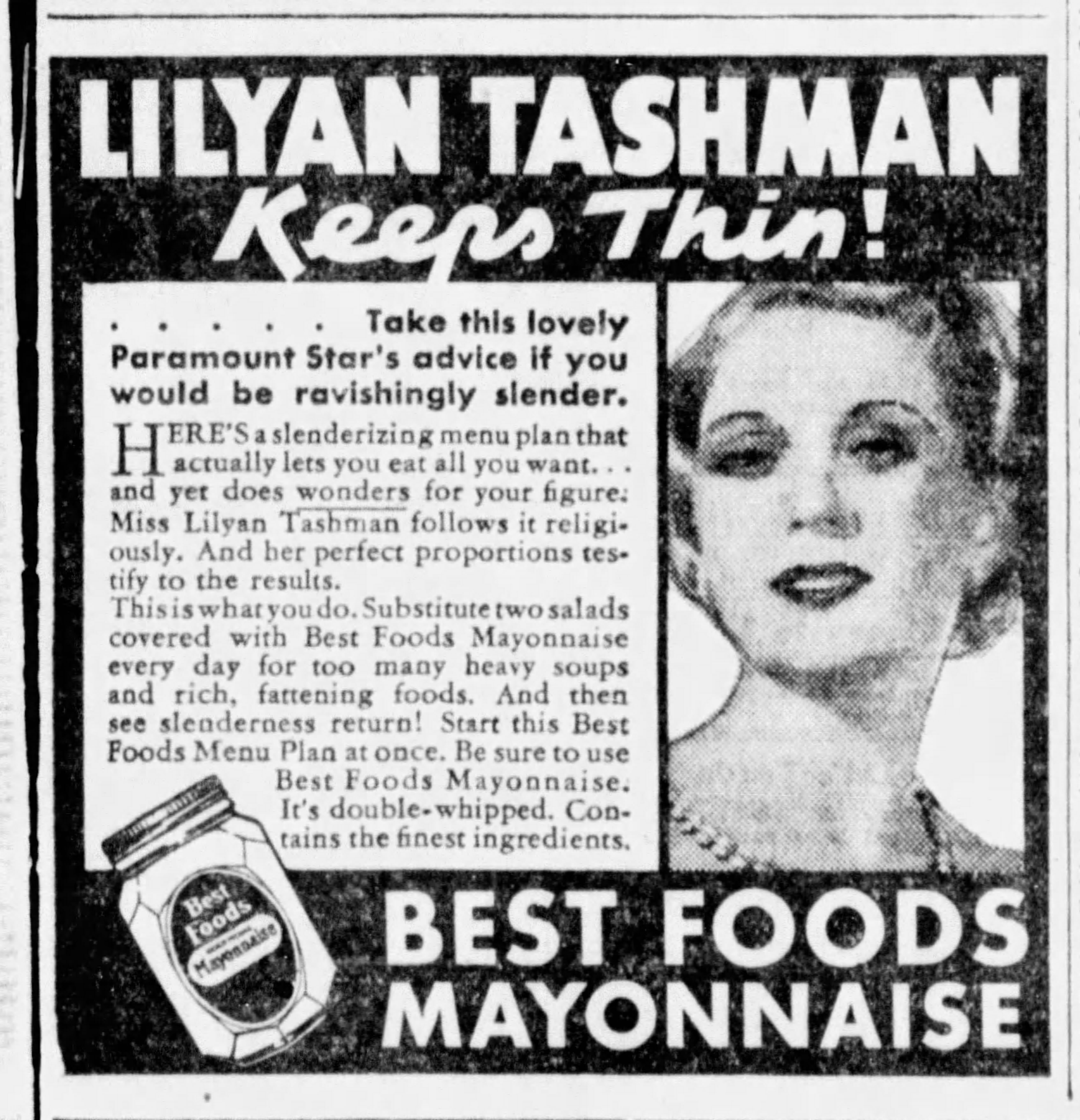 Lilyan Tashman: More Than Mayonnaise – Better Burque